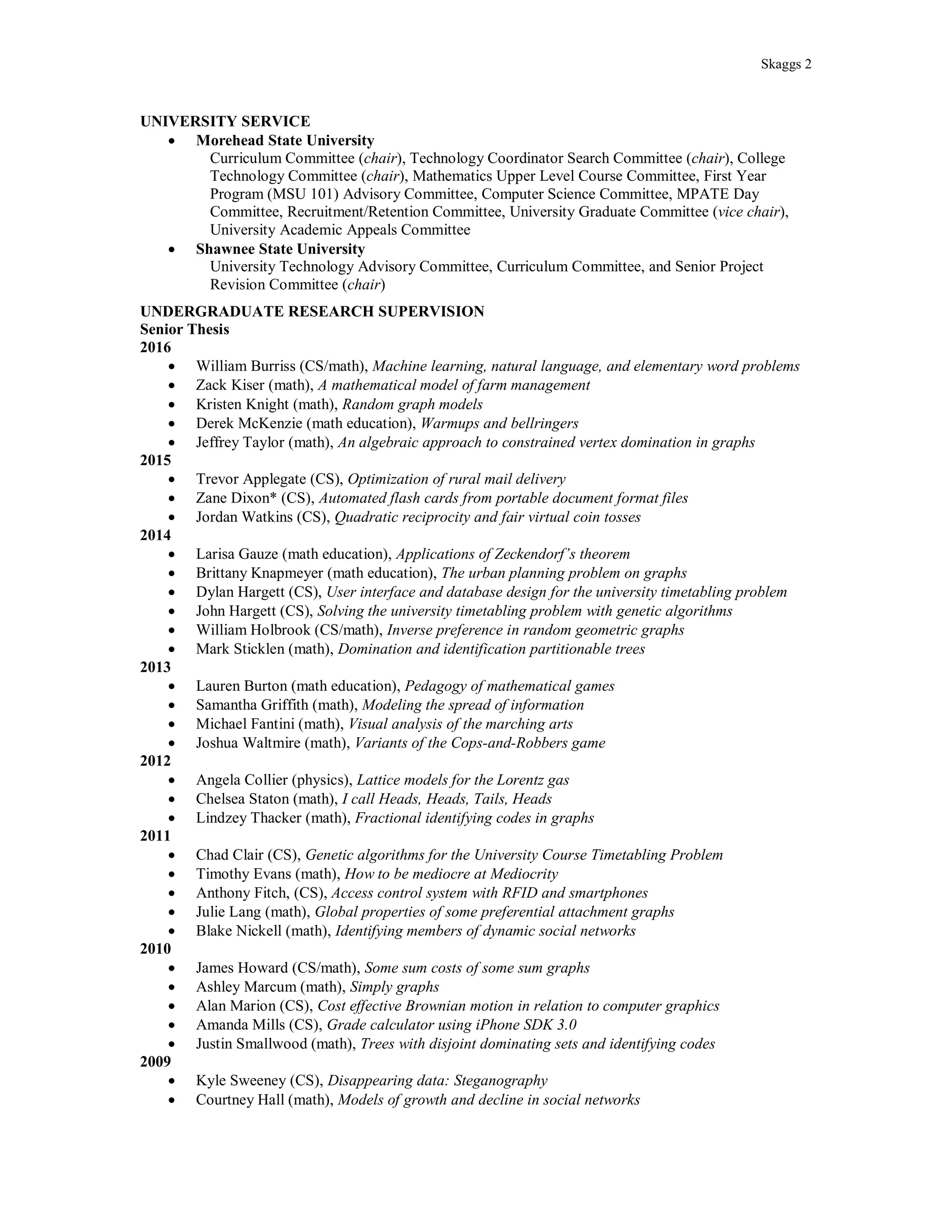 SkaggsAcademicCV2016 | PDF