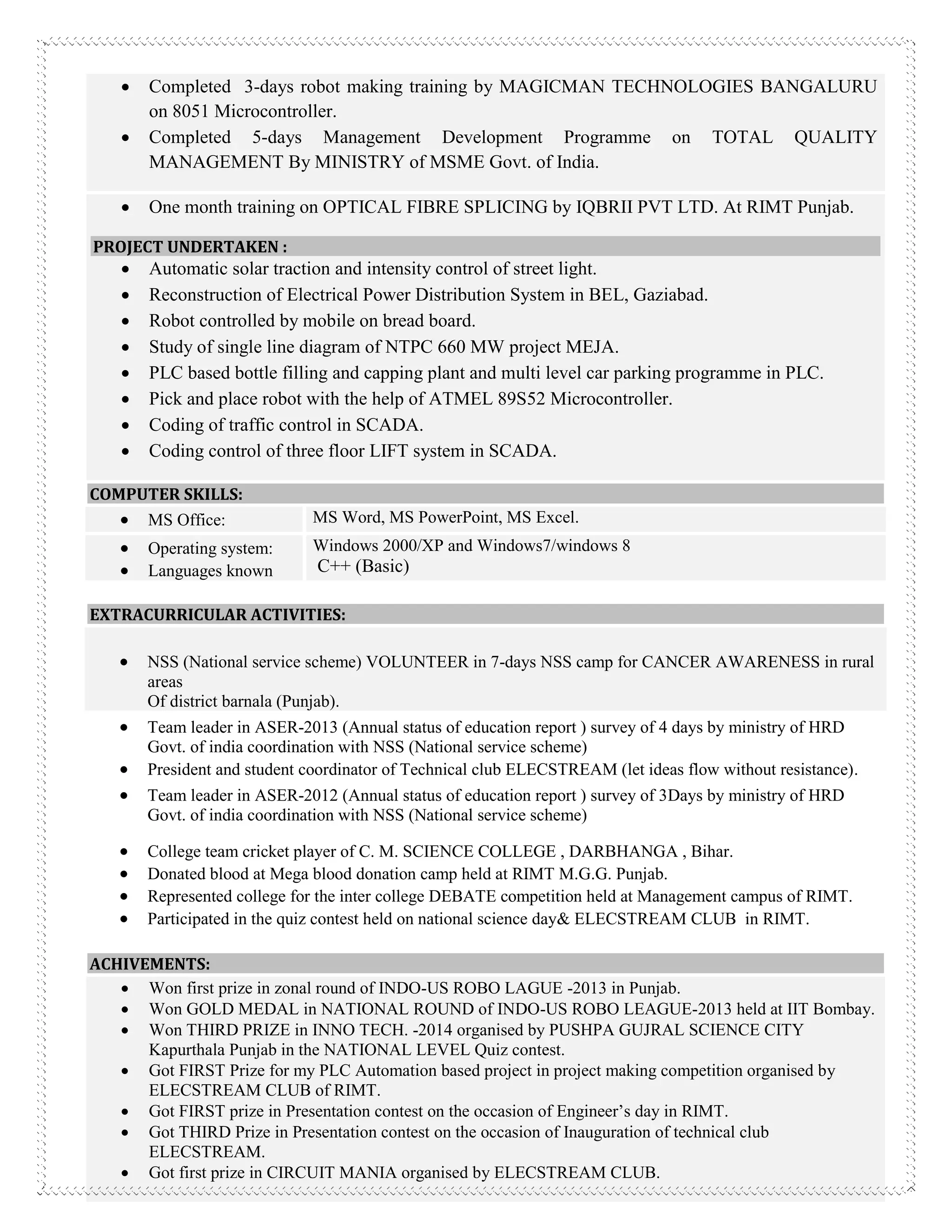DHANANJAY RESUME without sem | PDF