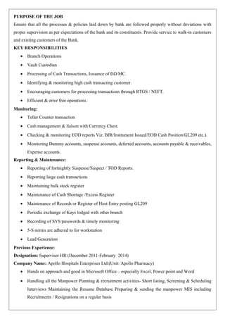teller resume | PDF