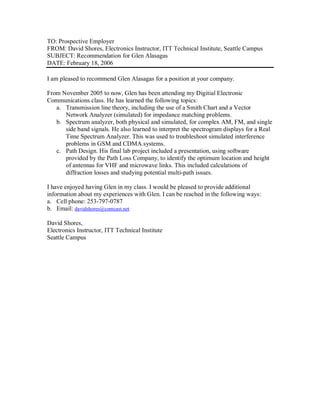 Letter of Recomendation | PDF