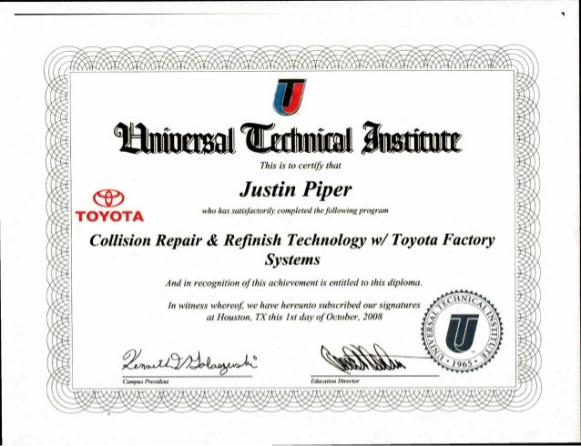 UTI Collision and Refinish with Toyota Factory Systems Diploma