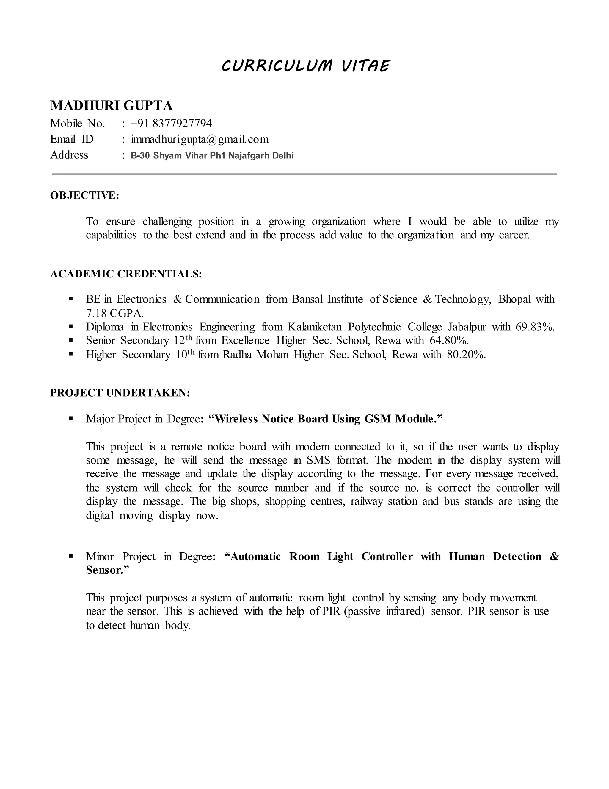 Resume of Madhuri gupta - Copy | DOCX