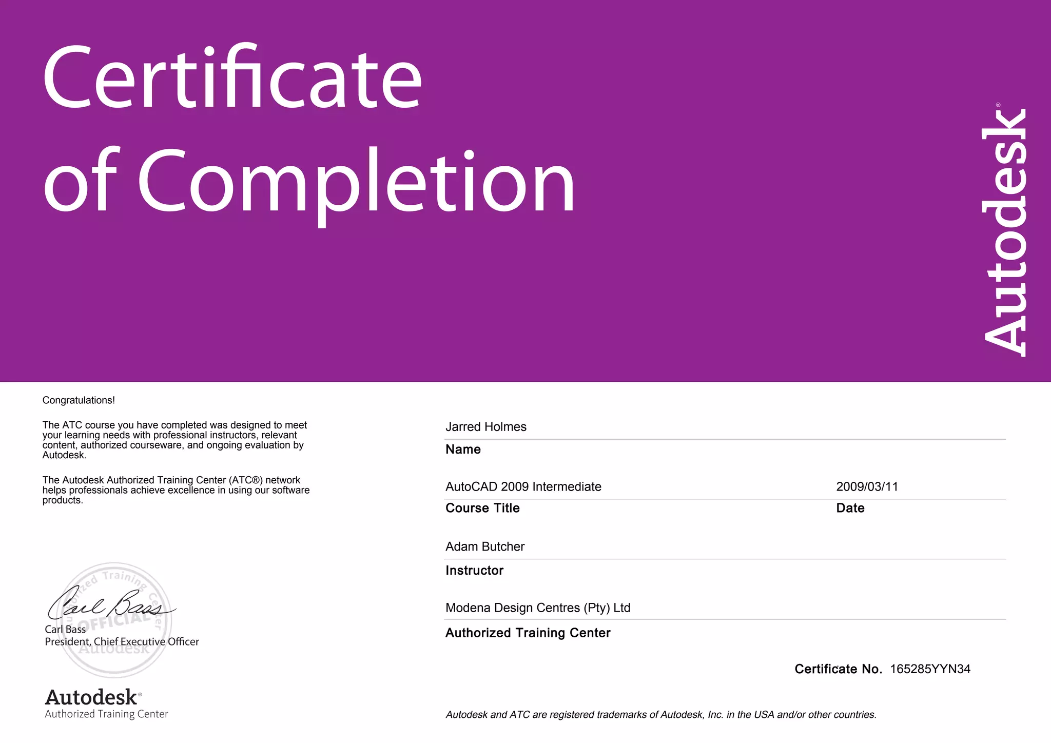 AutoCad Intermediate Certificate | PDF