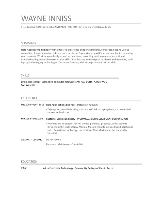 WAYNE INNISS resume 2016 | DOCX | Computing | Technology & Computing