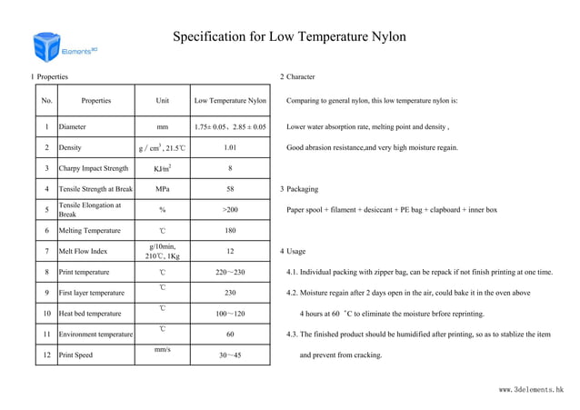 Low Temperature Nylon Spec and contrast testing | PPT