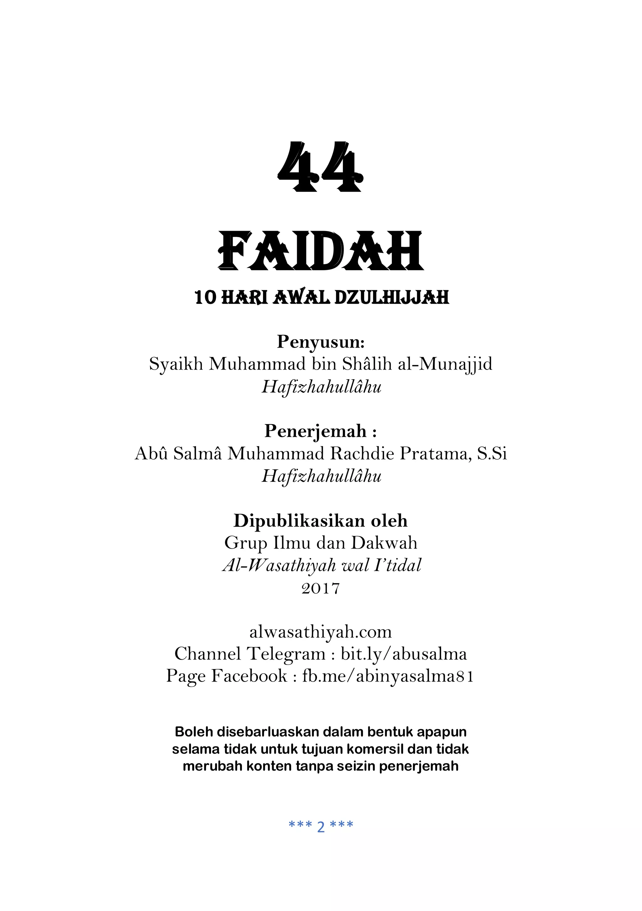 44 faidah 10 hari awal dzulhijjah | PDF