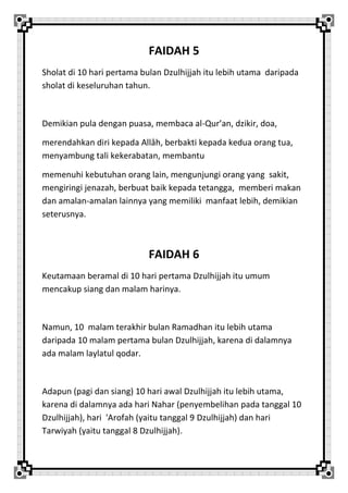 44 faidah 10 hari pertama dzul hijjah | PDF