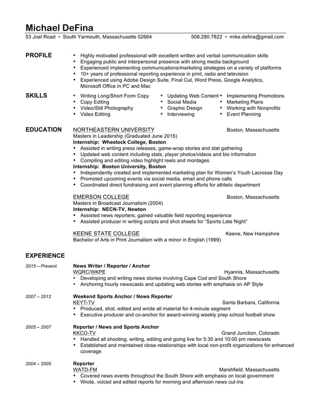 Michael DeFina Resume Linkedin | PDF