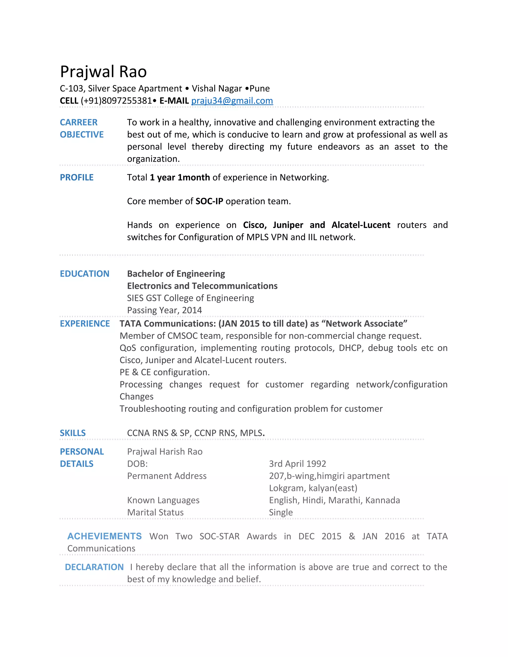 Prajwal CV | DOC