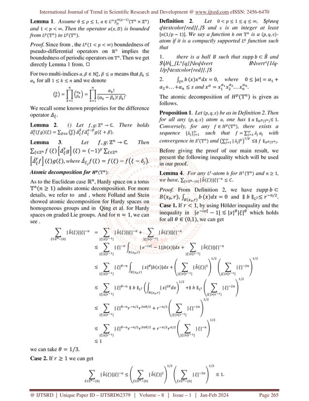 H1 L1 Boundedness of Rough Toroidal Pseudo Differential Operator | PDF