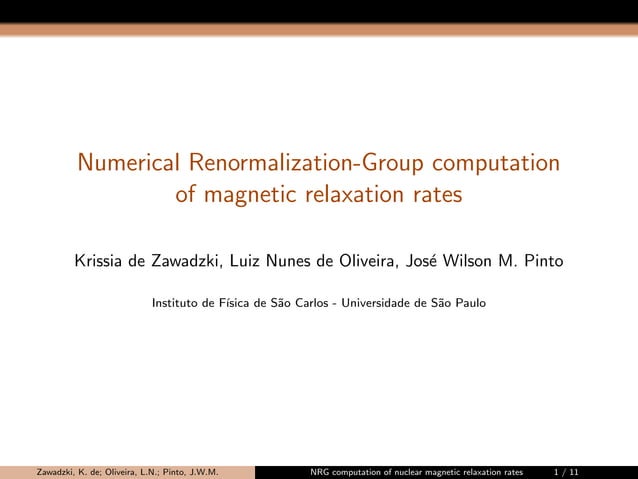Numerical Renormalization Group computation of magnetic relaxation ...
