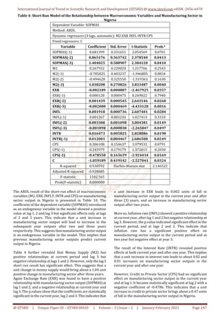 Macroeconomic Variables and Manufacturing Sector Output in Nigeria | PDF