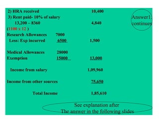 income from salary questions | PPT