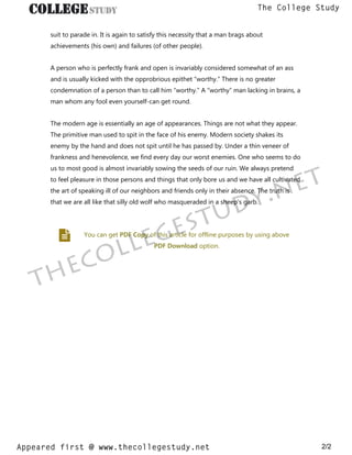 44 paragraph on appearances are often deceptive the college study | PDF