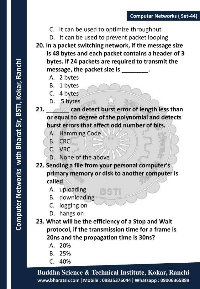 BSTI-BharatSir : Computer Network , Set-44 | PDF