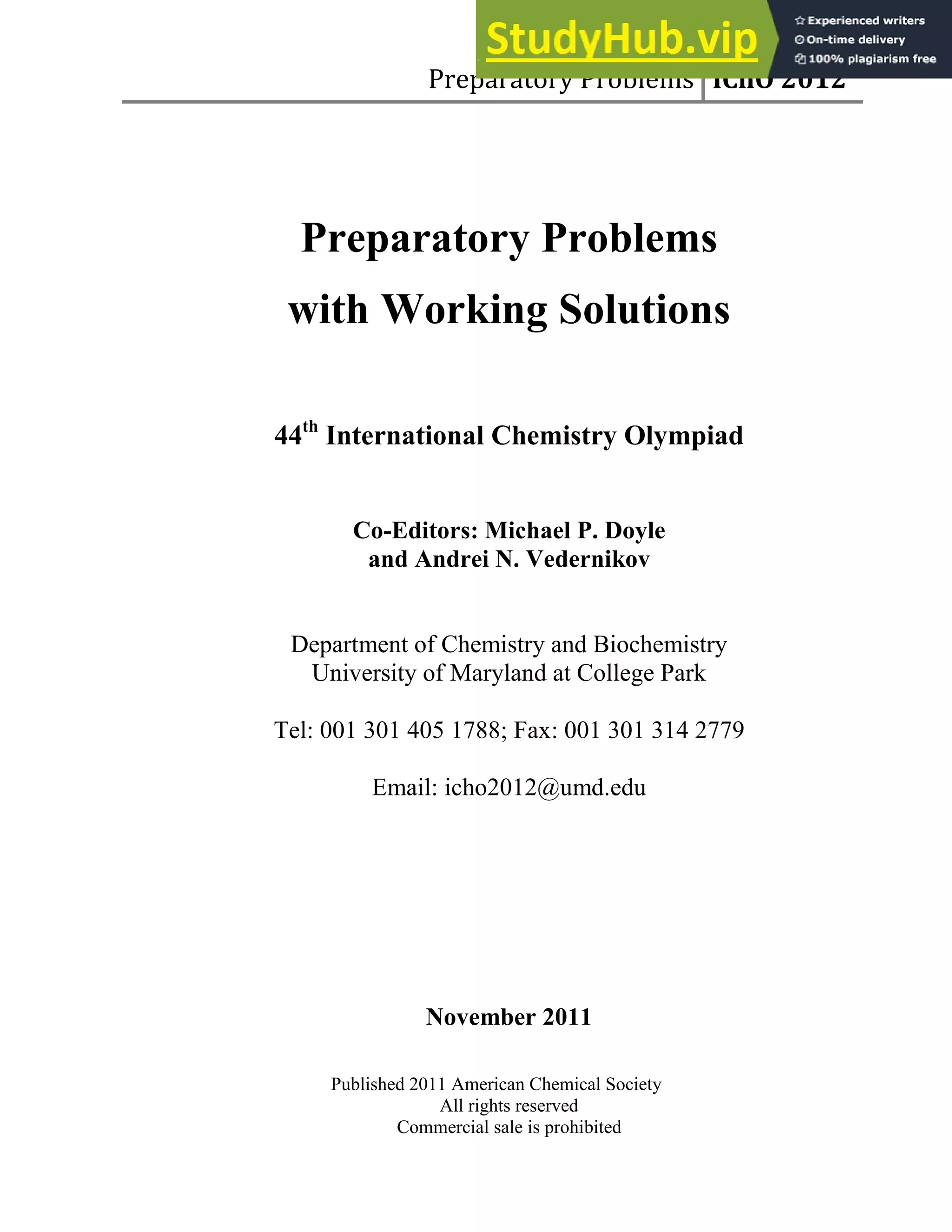 44Th International Chemistry Olympiad Preparatory Problems | PDF