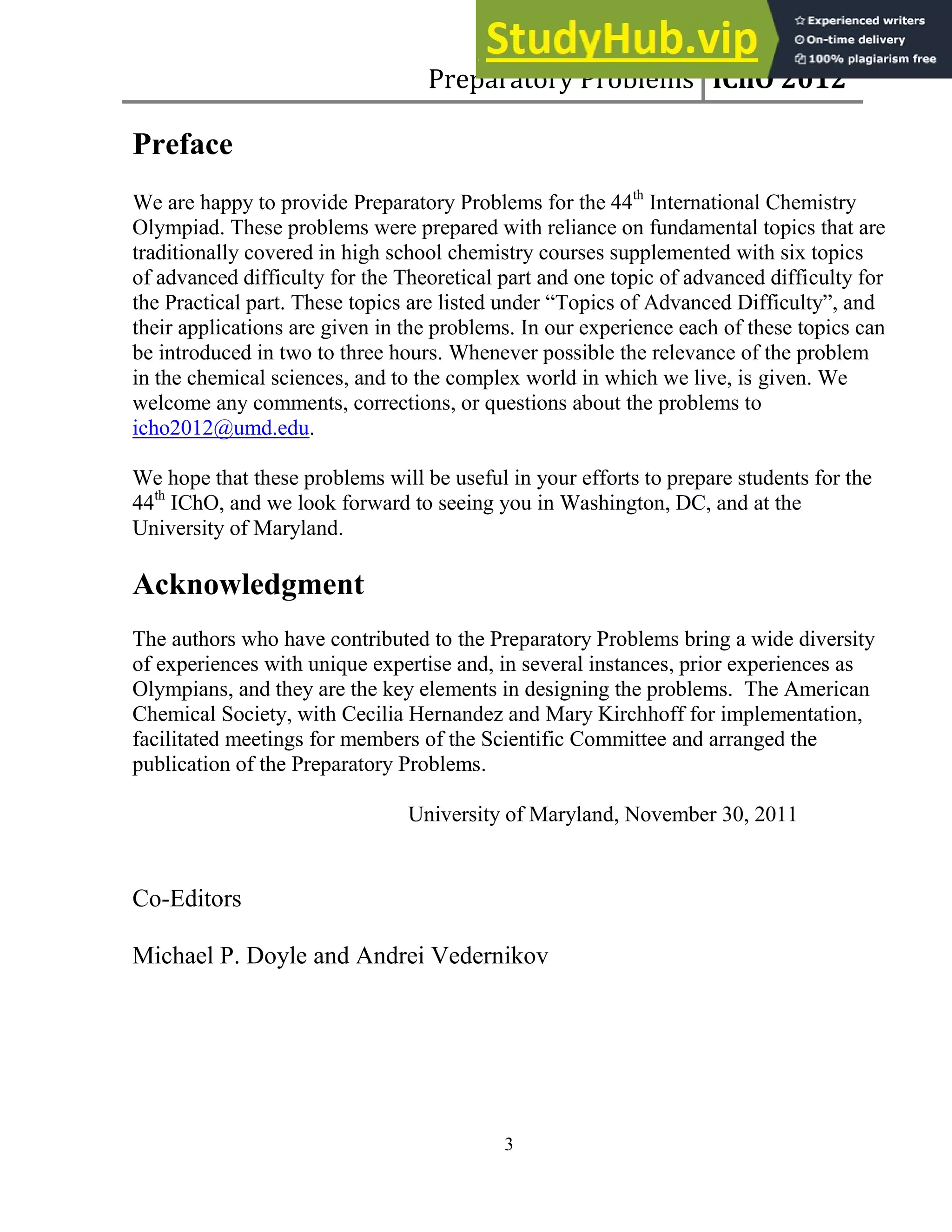 44Th International Chemistry Olympiad Preparatory Problems | PDF