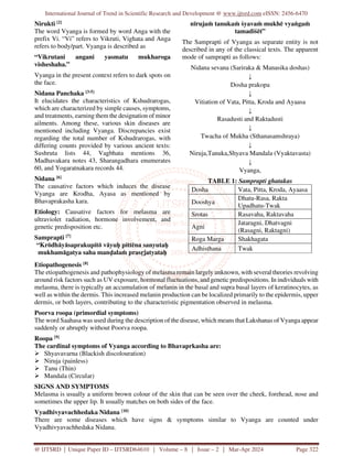 Vyanga Melasma Hara Chikitsa W.S.R to Bhavaprakasha Samhita | PDF