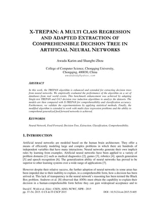 X-TREPAN: A MULTI CLASS REGRESSION AND ADAPTED EXTRACTION OF COMPREHENSIBLE DECISION TREE IN ...
