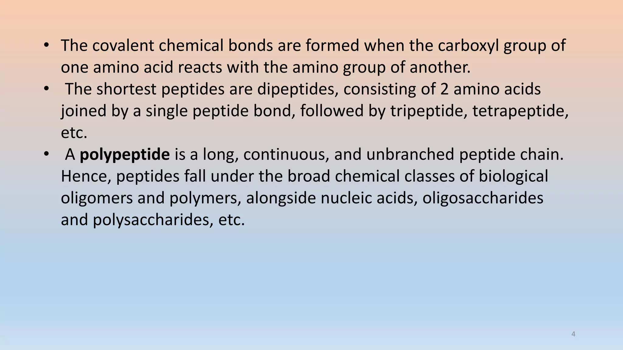 CHEMISTRY OF PEPTIDES [M.PHARM, M.SC, BSC, B.PHARM] | PPTX