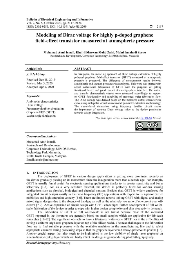 Modeling of Dirac voltage for highly p-doped graphene field-effect transistor measured at ...