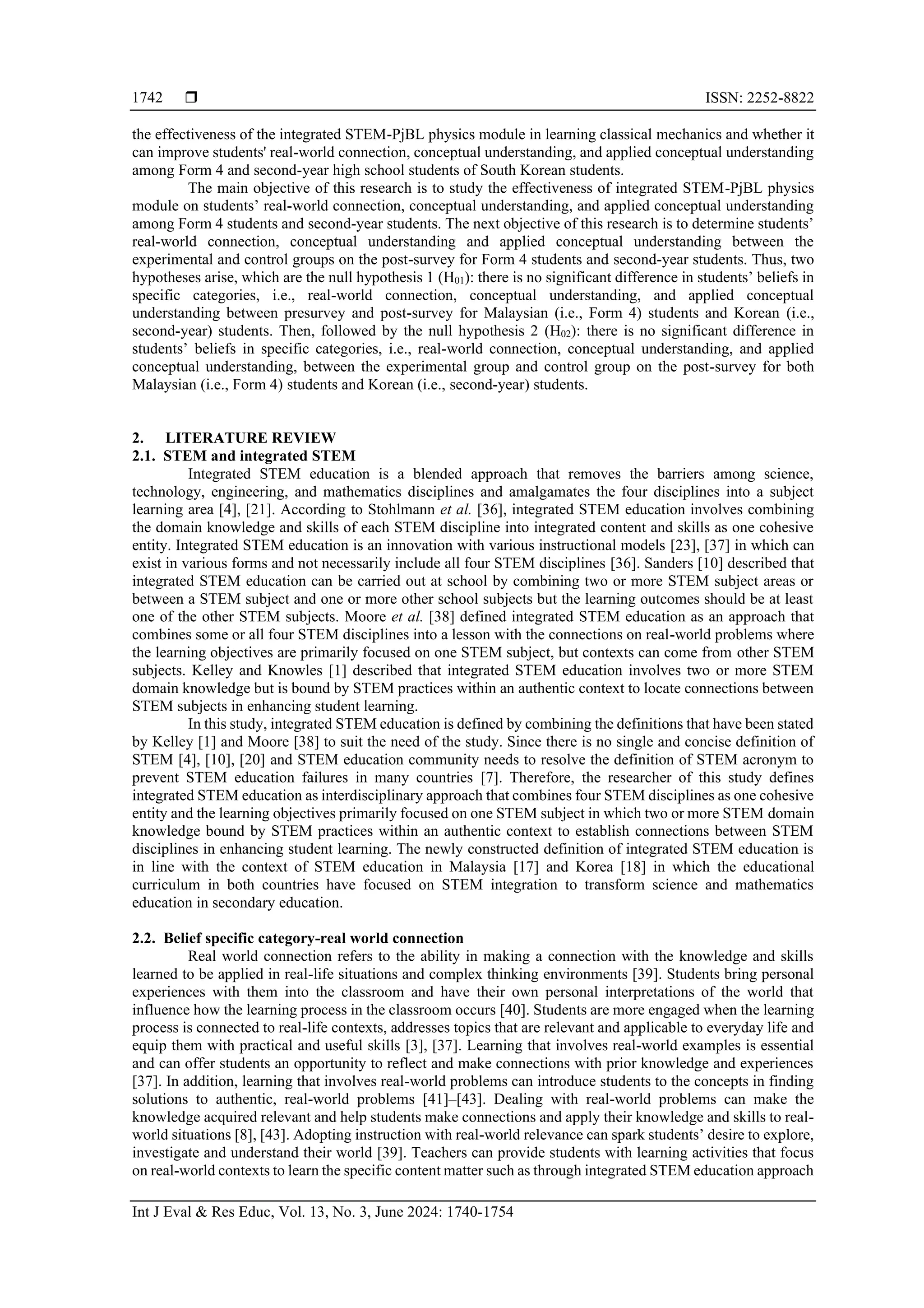 The effectiveness of integrated science, technology, engineering and ...