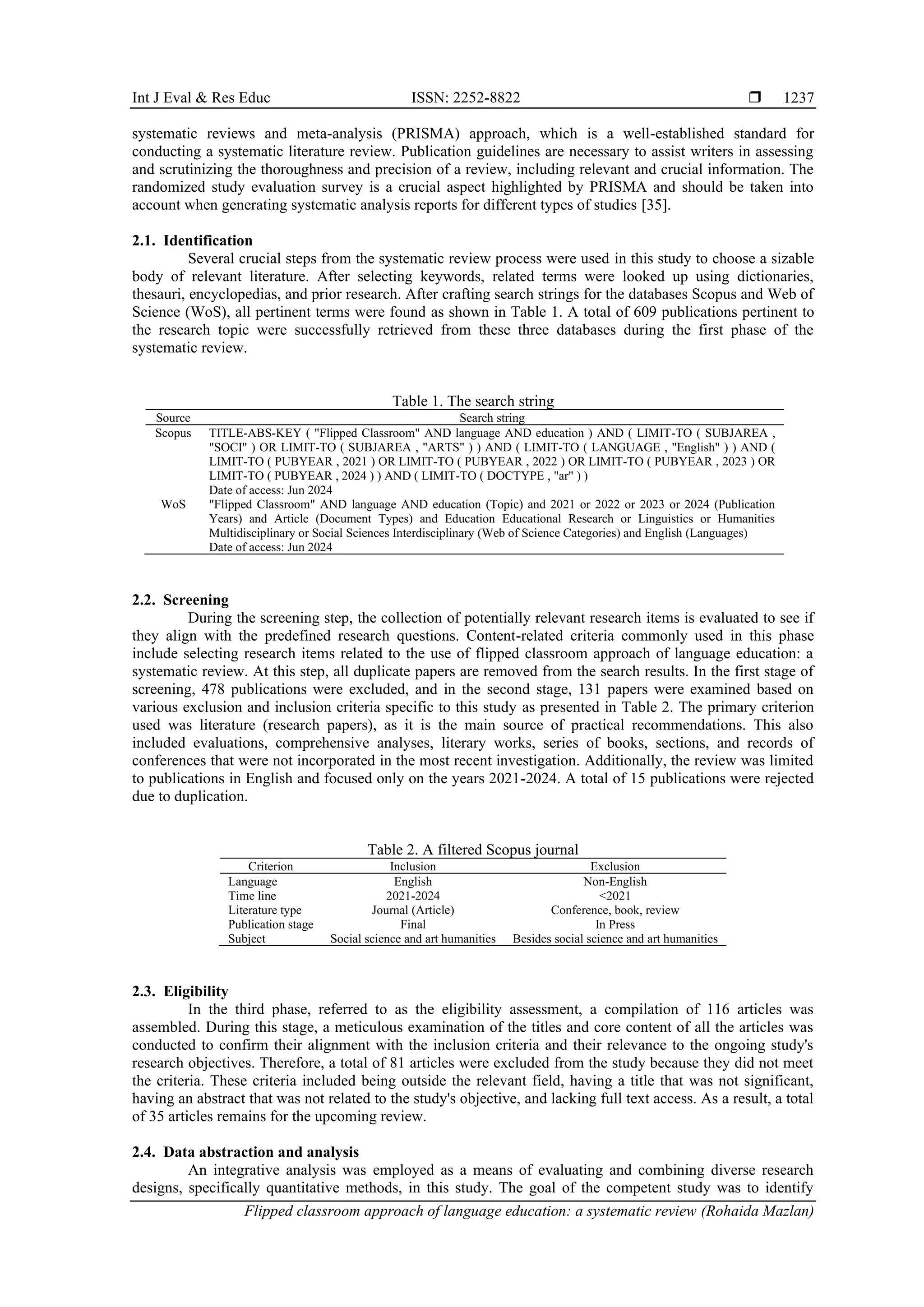 Flipped classroom approach of language education: a systematic review | PDF