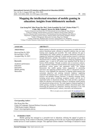 Mapping the intellectual structure of mobile gaming in education ...