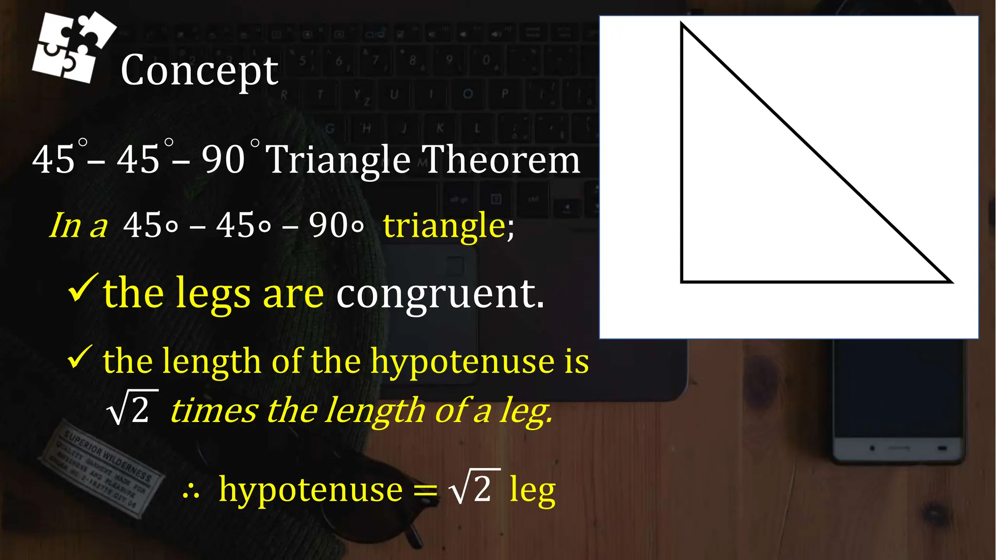Grade 9 Math third quarter lesson 45-45-90 right triangle theorem .pptx