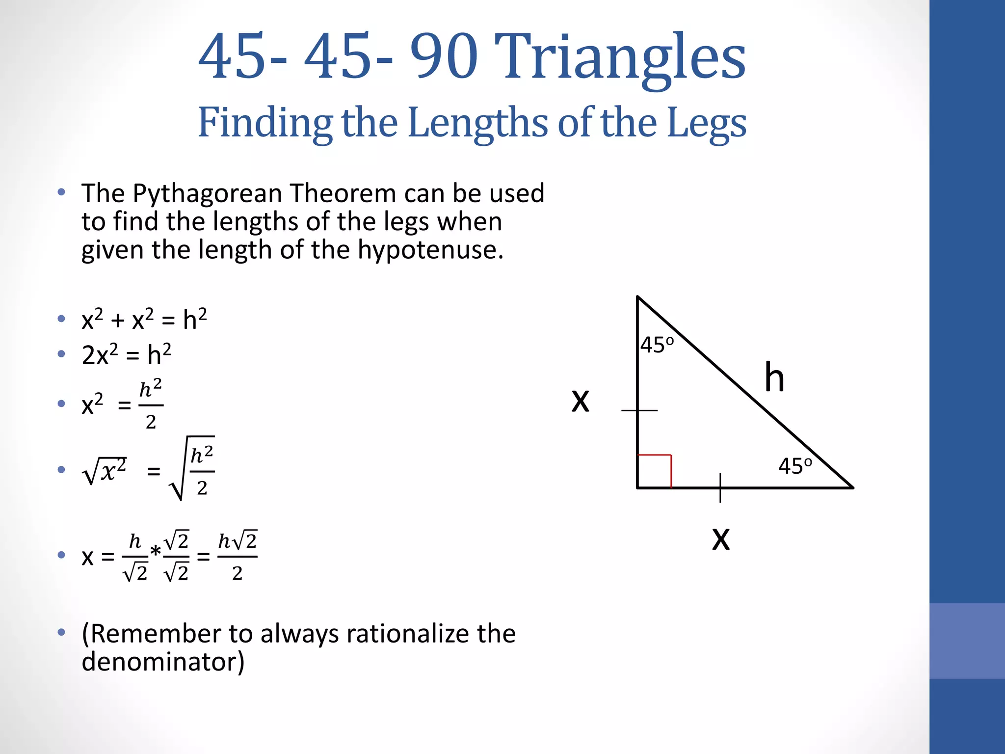 45 45-90 triangles | PPTX