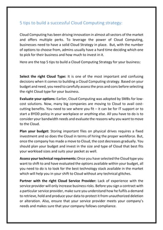 5 Tips to build a successful Cloud Computing Strategy | Sysfore | PDF ...