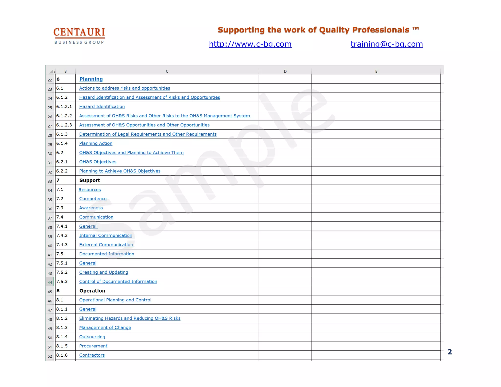 45001.2018.audit.checklist.excel.preview | PDF
