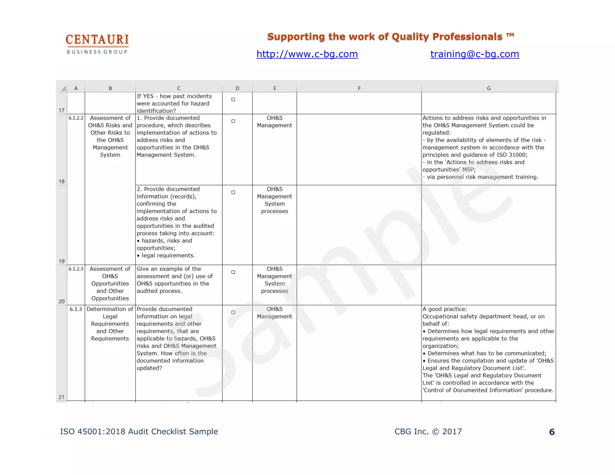45001.2018.audit.checklist.excel.preview | PDF