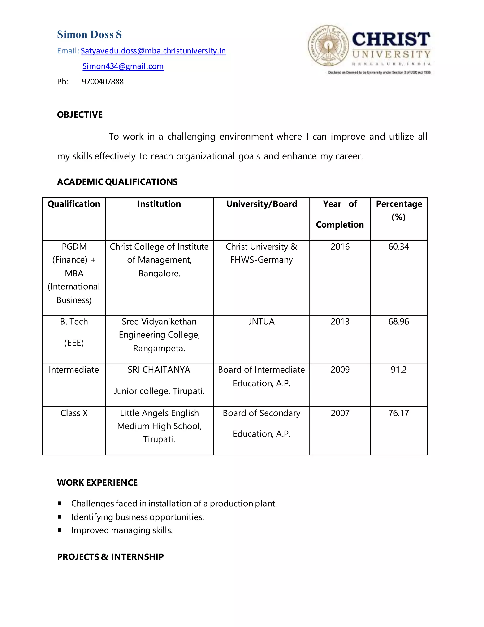 Simon Doss Resume | PDF