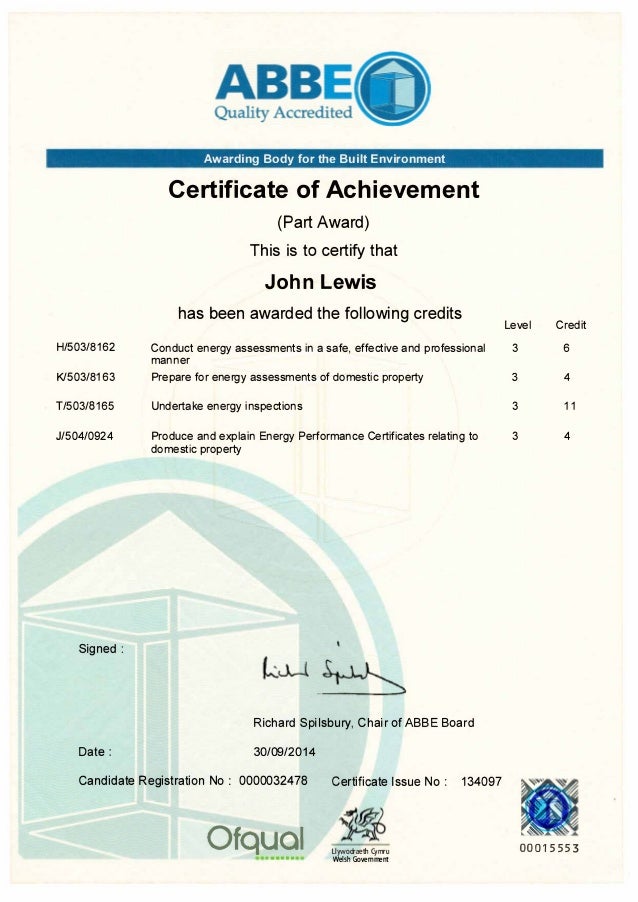 2014-09 - ABBE - Level 3 Certificate in Domestic Energy Assessment (Q…