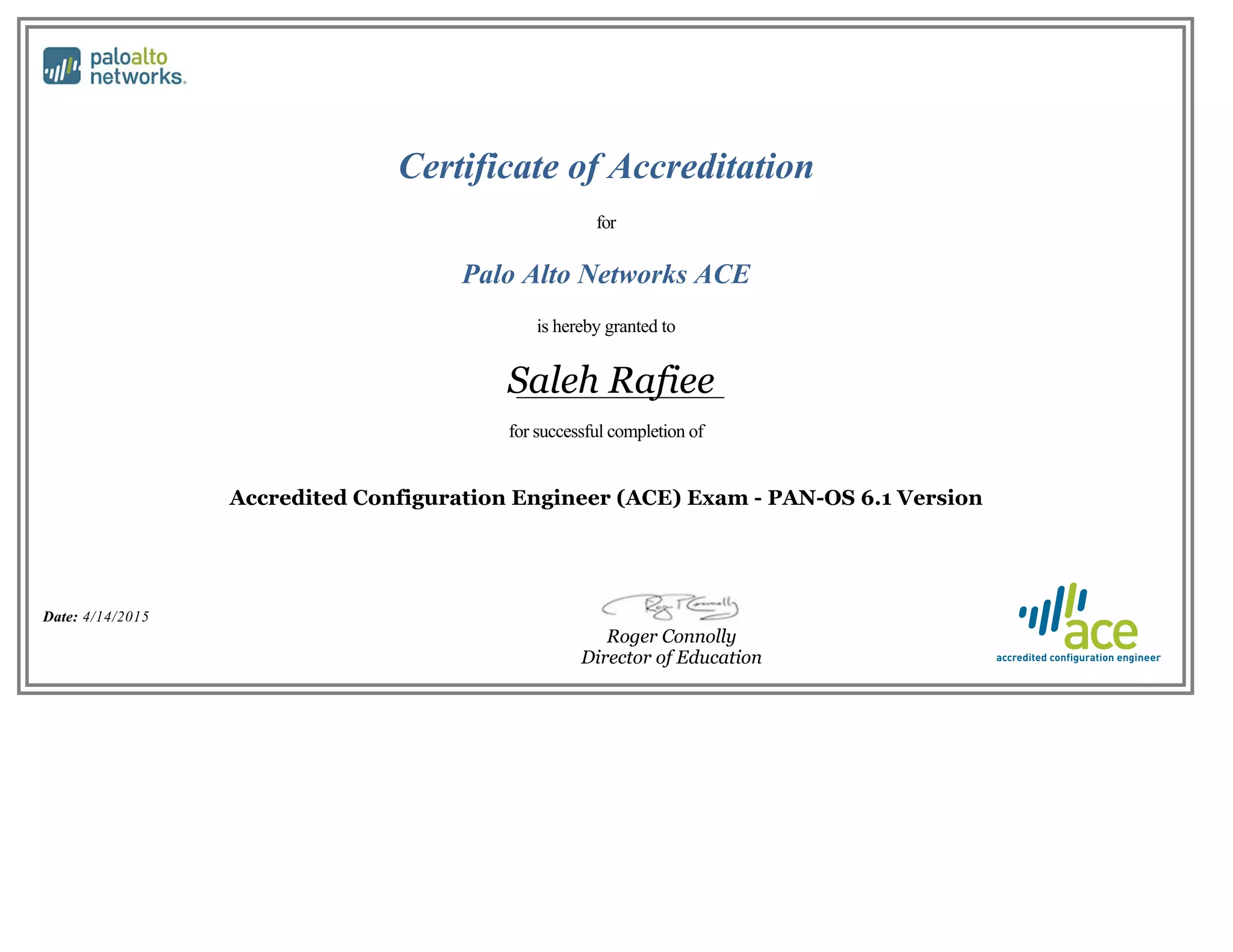 Ace Certificate Saleh Rafiee | PDF