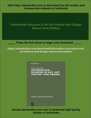 Information Sources in Art Art History and Design Simon Ford (Editor) | PDF