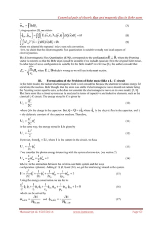 Canonical pair of electric flux and magnetic flux in Bohr atom | PDF