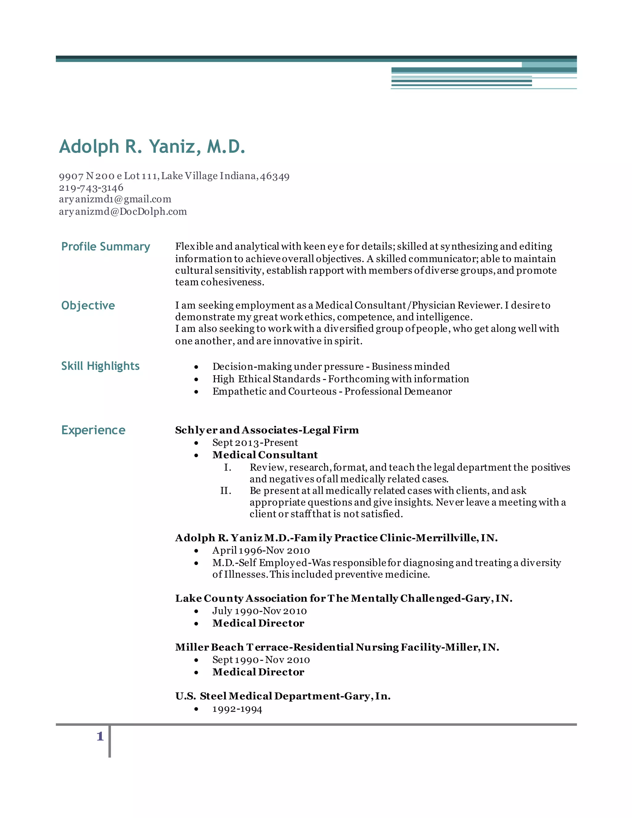 Adolph R Yaniz Resume (1) | DOCX