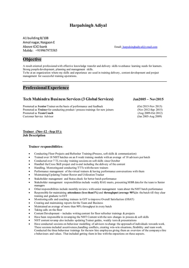 Resume-Harpalsingh | DOCX | Business Administration | Business