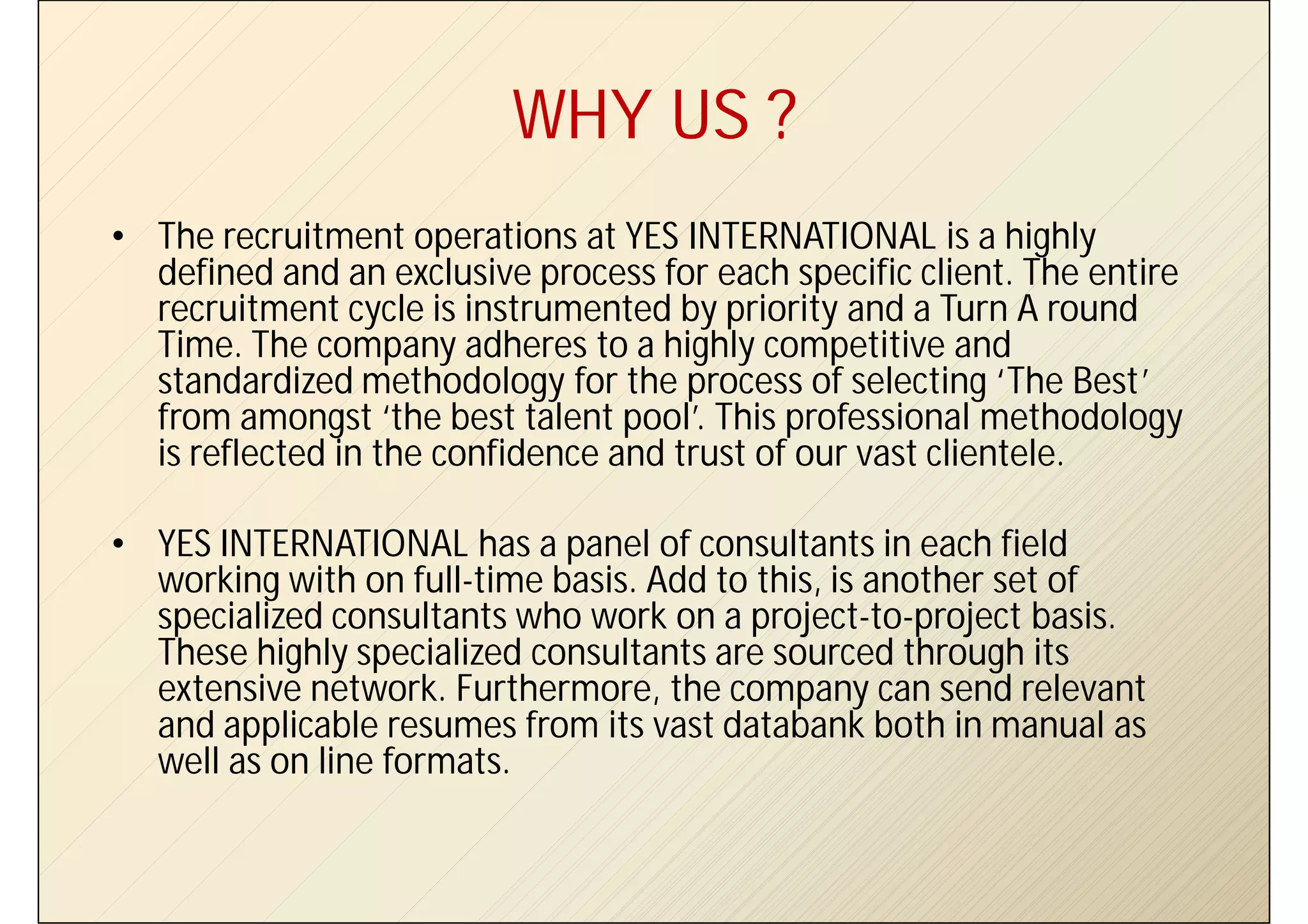 YES INTERNATIONAL BUSINESS PROFILE | PPT