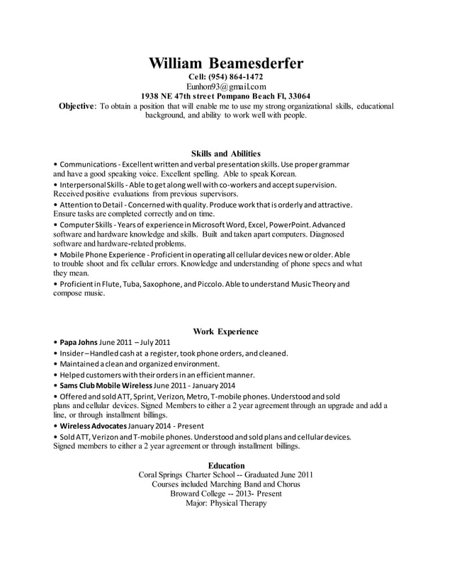 William Beamesderfer Resume | PDF