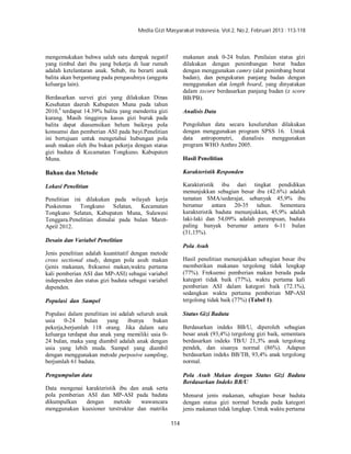 HUBUNGAN POLA ASUH MAKAN OLEH IBU BUKAN PEKERJA DENGAN STATUS GIZI ...