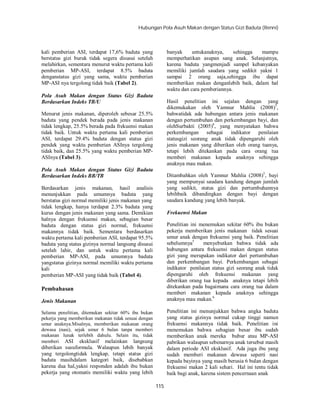 HUBUNGAN POLA ASUH MAKAN OLEH IBU BUKAN PEKERJA DENGAN STATUS GIZI BADUTA DI KECAMATAN TONGKUNO ...