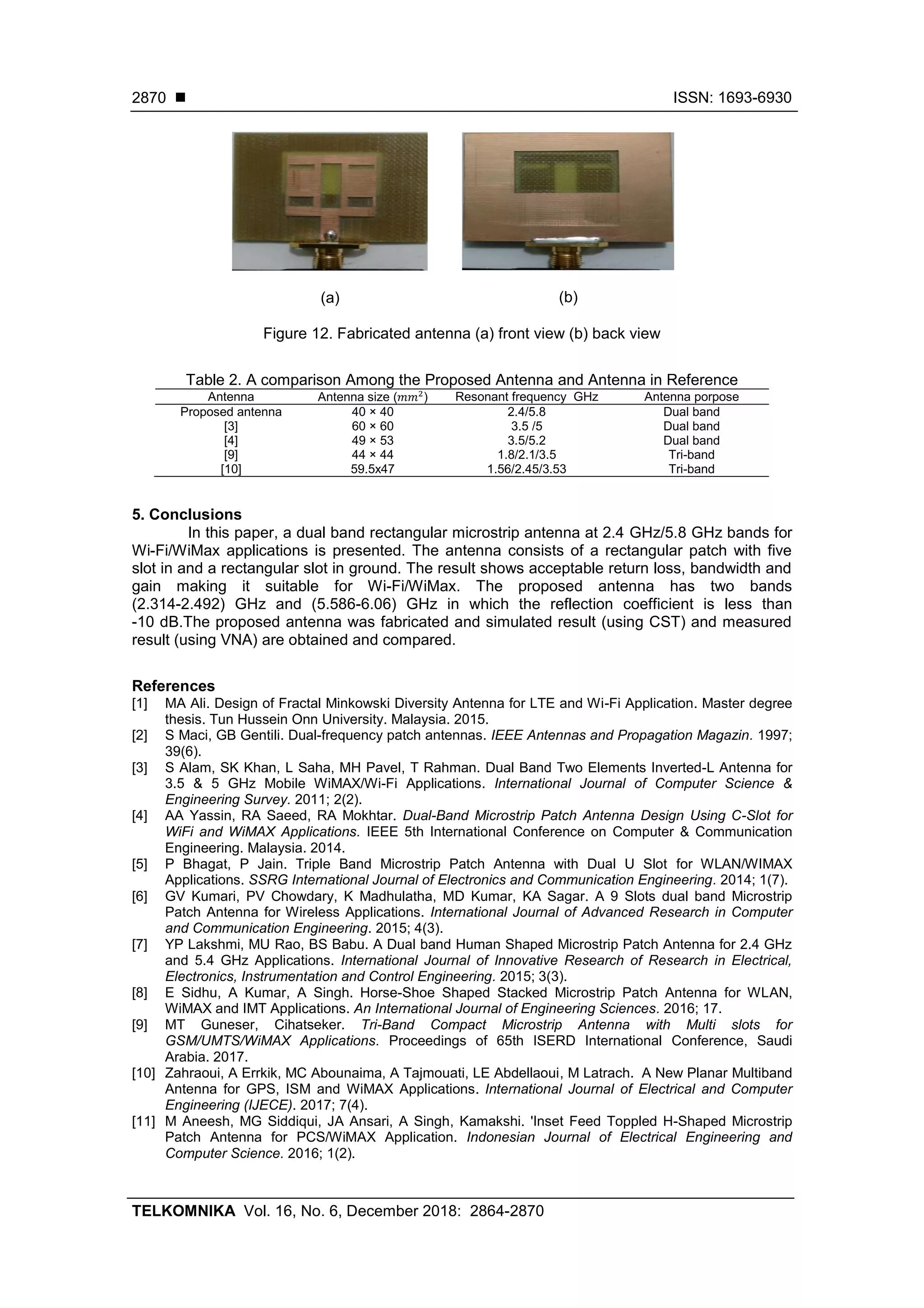 Design of Dual Band Microstrip Antenna for Wi-Fi and WiMax Applications ...