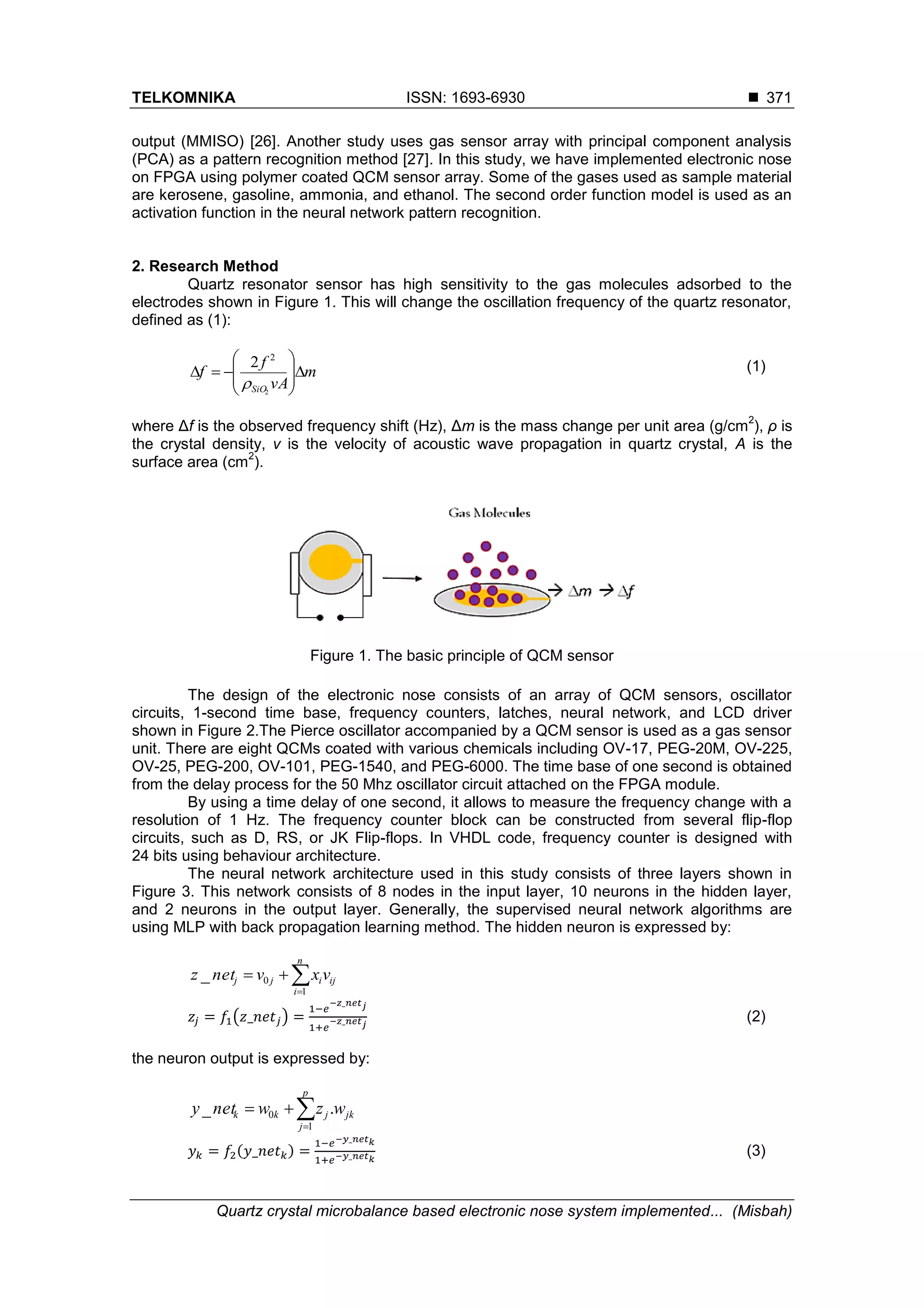 Quartz crystal microbalance based electronic nose system implemented on Field Programmable Gate ...