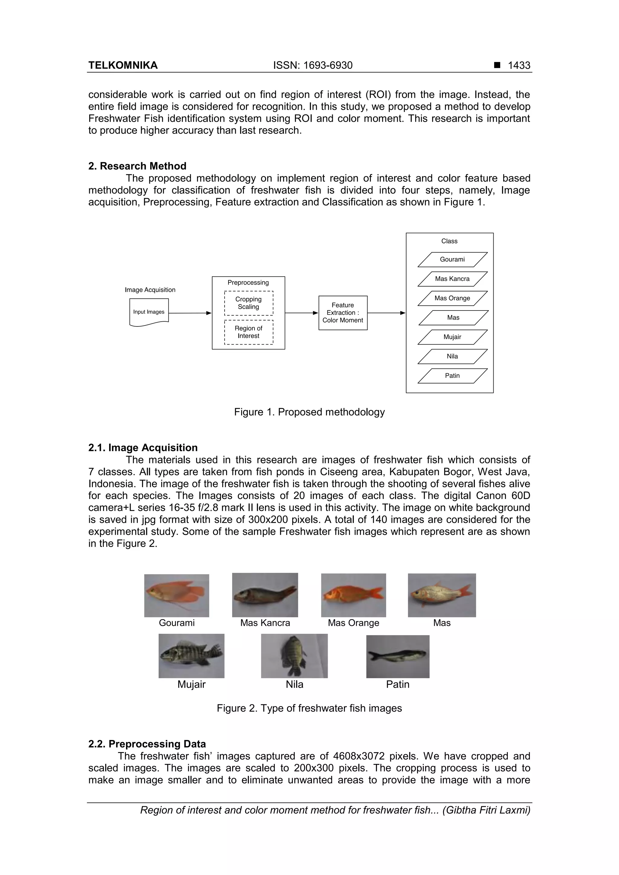 Region of interest and color moment method for freshwater fish identification | PDF | Photo ...