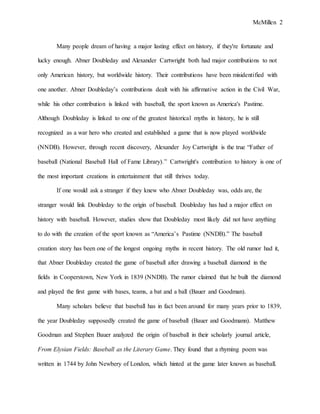 Doubleday v. Cartwright | DOCX | Baseball | Sports