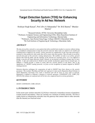 Target Detection System (TDS) for Enhancing Security in Ad hoc Network ...