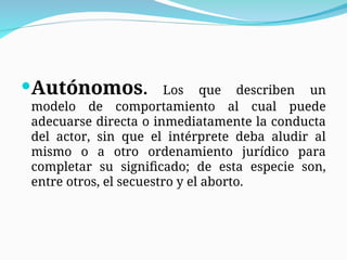 CLASIFICACIÓN DE LOS TIPOS PENALES DESDE LA DOCTRINA | PPT